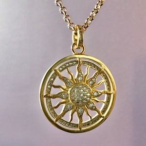 Pave Sun Pendant Boho Pendant Diamond Sun Pendant Summer Jewelry in ...
