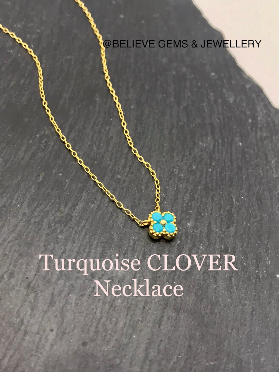 Turquoise CLOVER Necklace - Etsy