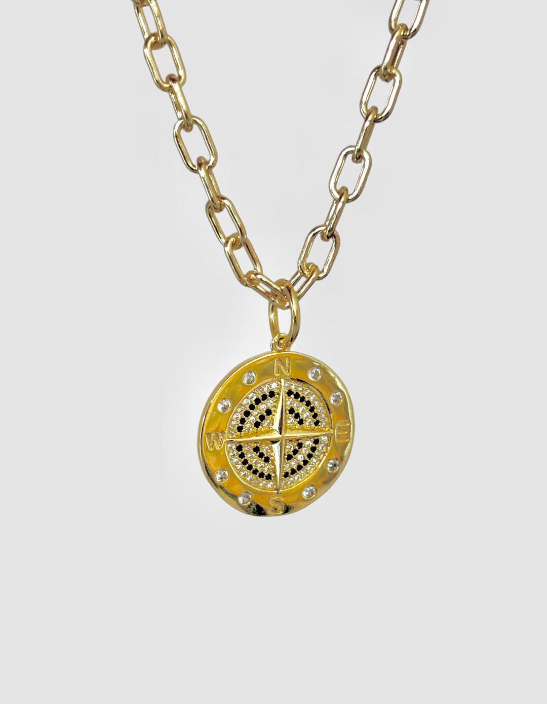 Gold Compass Necklace, North Star, Medallion Compass Necklace, Compass ...