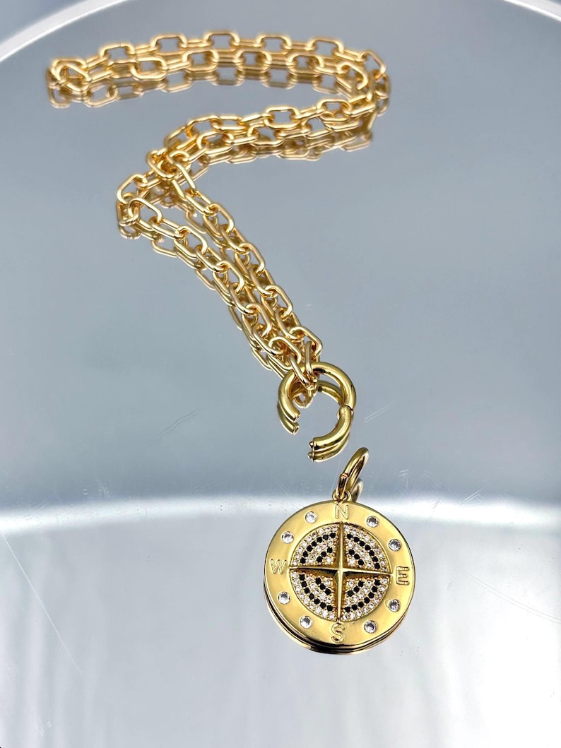 Gold Compass Necklace, North Star, Medallion Compass Necklace, Compass ...