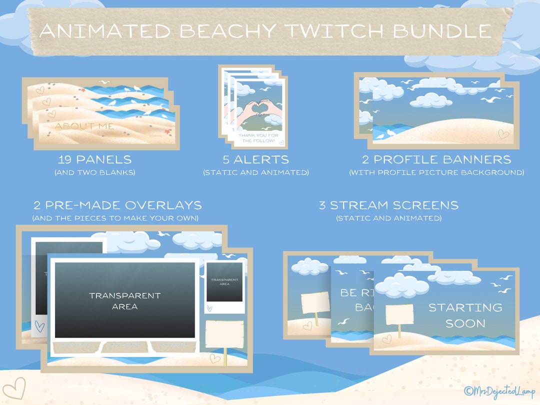 Animated Twitch Stream Package | Swift/1989/beach Themed Overlays ...