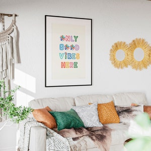 Only Good Vibes Here Digital Printable Wall Art With Hand Drawn Font ...
