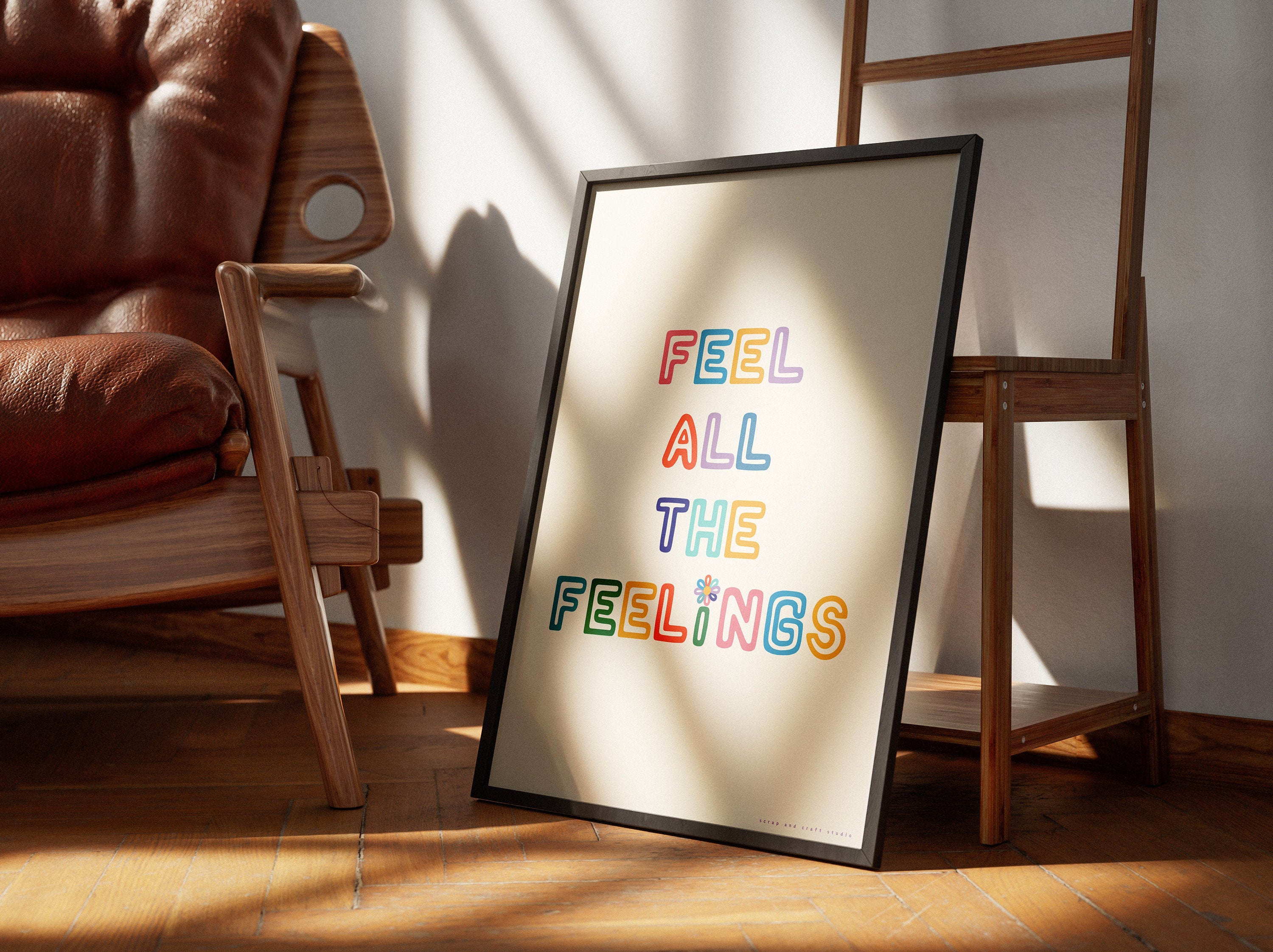 Feel All the Feelings Digital Printable Wall Art With Hand Drawn Font ...