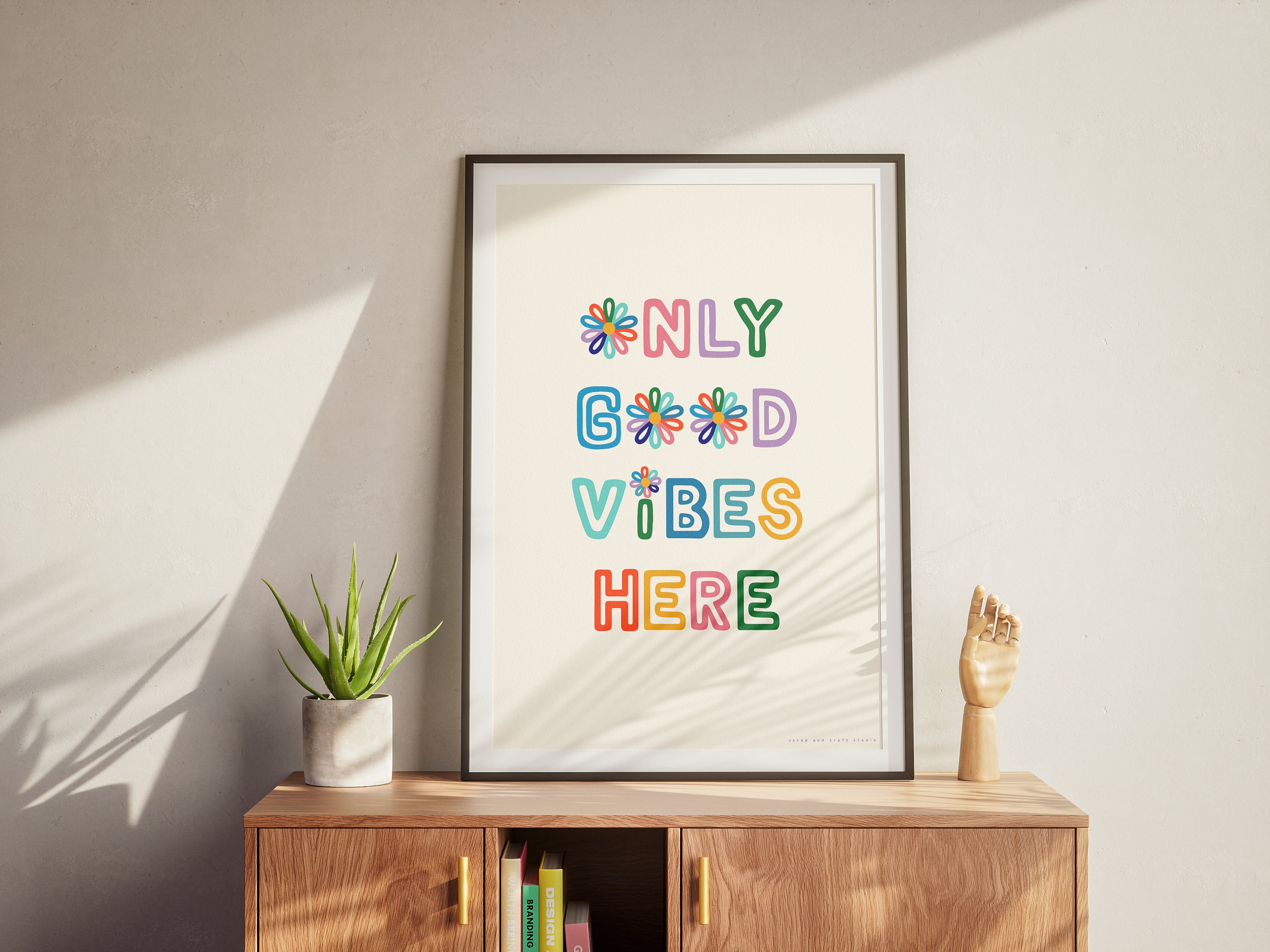 Only Good Vibes Here Digital Printable Wall Art With Hand Drawn Font ...