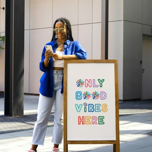 Only Good Vibes Here Digital Printable Wall Art With Hand Drawn Font ...