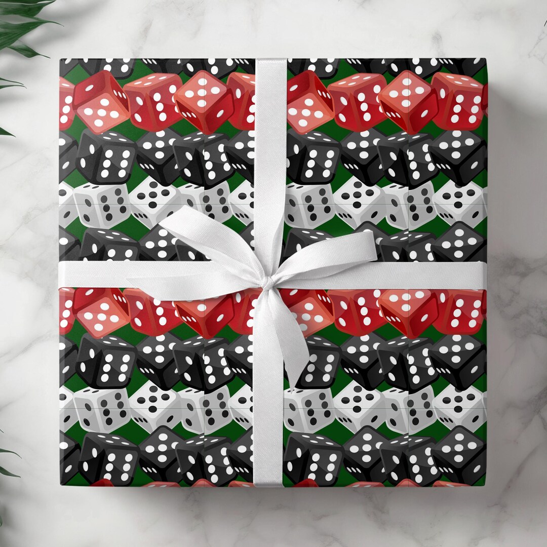 Game Dice Wrapping Paper, All-over Die Pattern Gift Wrap, Custom Gift ...