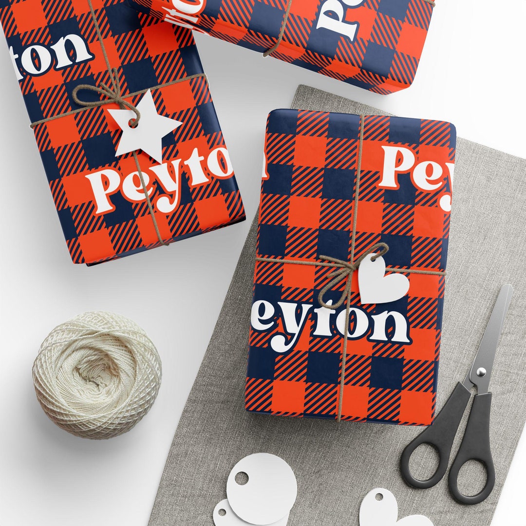Personalized Football Team Colors Gift Wrap, Custom Name Wrapping Paper ...