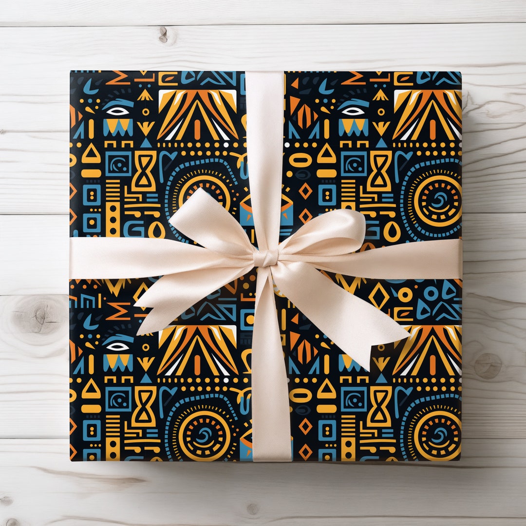 African Inspired Gift Wrap, Ethnic Abstract Print Wrapping Paper ...
