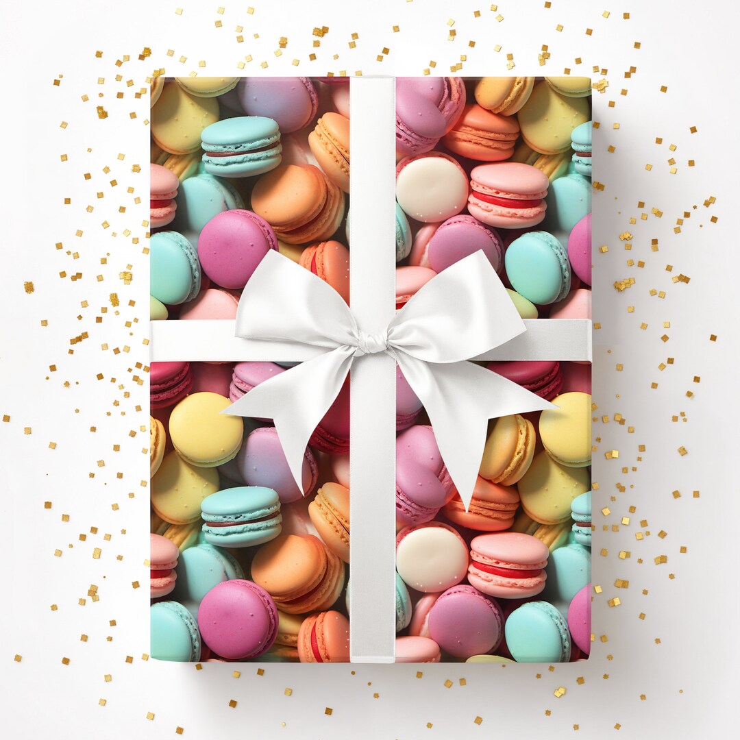 Macaron Gift Wrap - Colorful Macarons Novelty Present, Macaron Party ...