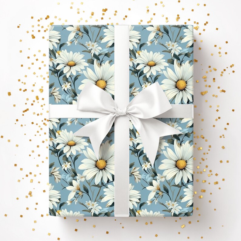Daisy Flower Gift Wrap, April Birth Month Flower, Apr Floral Birthday ...