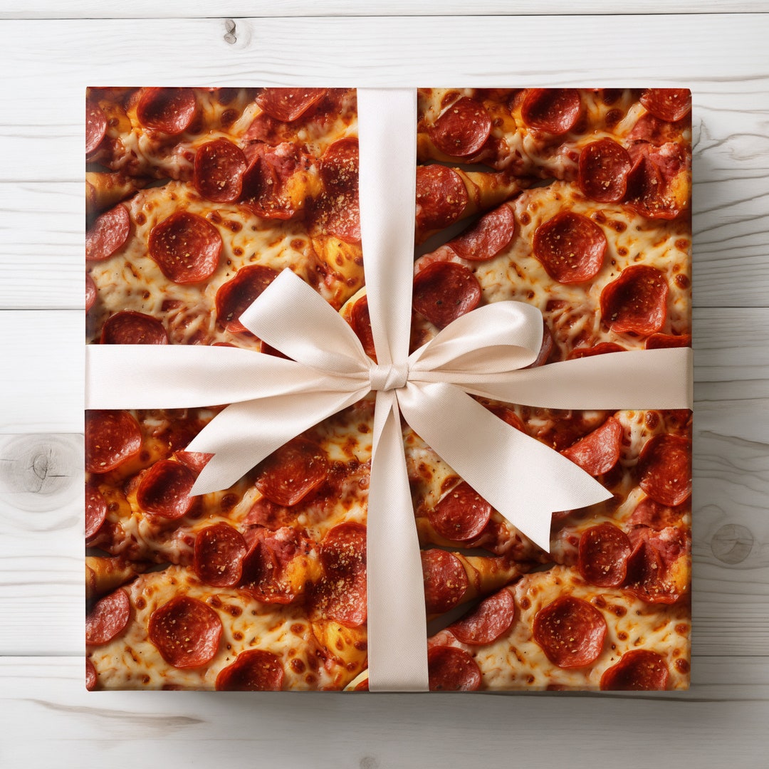 Pizza Gift Wrap, Pepperoni Pizza Novelty Present, Pizza Party Wrapping ...