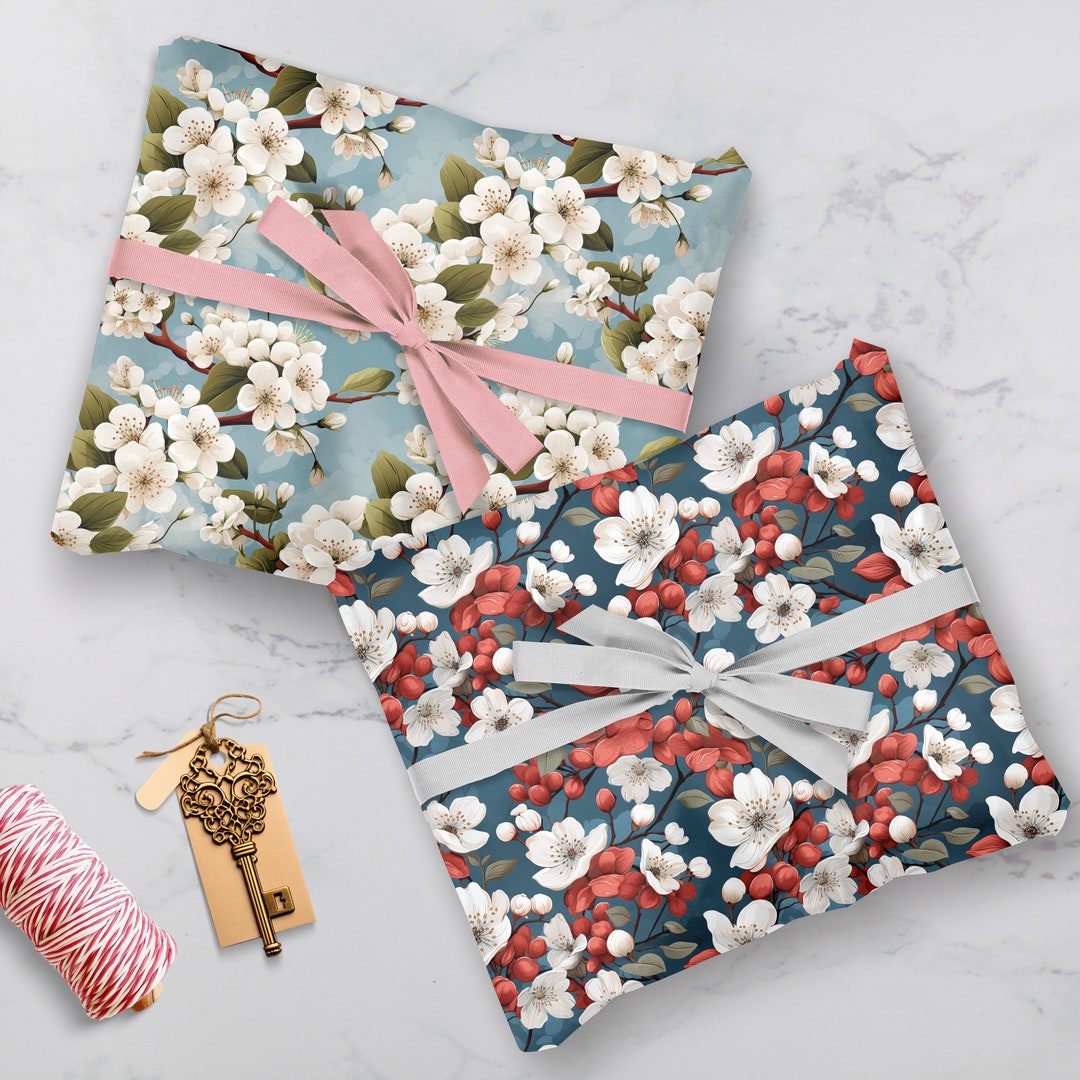 Hawthorn Flower Gift Wrap, May Birth Month Flower, May Floral Birthday ...