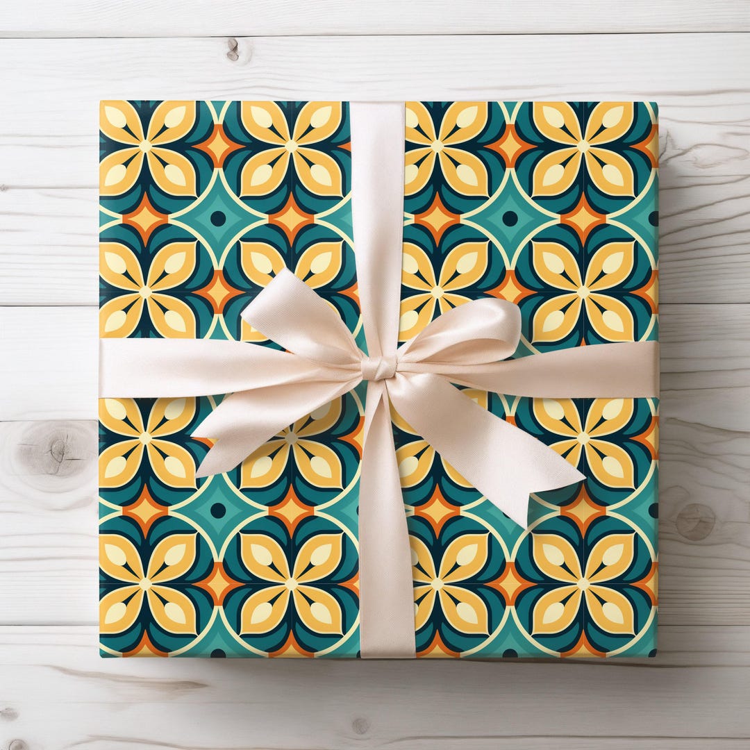 Moroccan Inspired Gift Wrap, Morocco Geometric Print Wrapping Paper ...