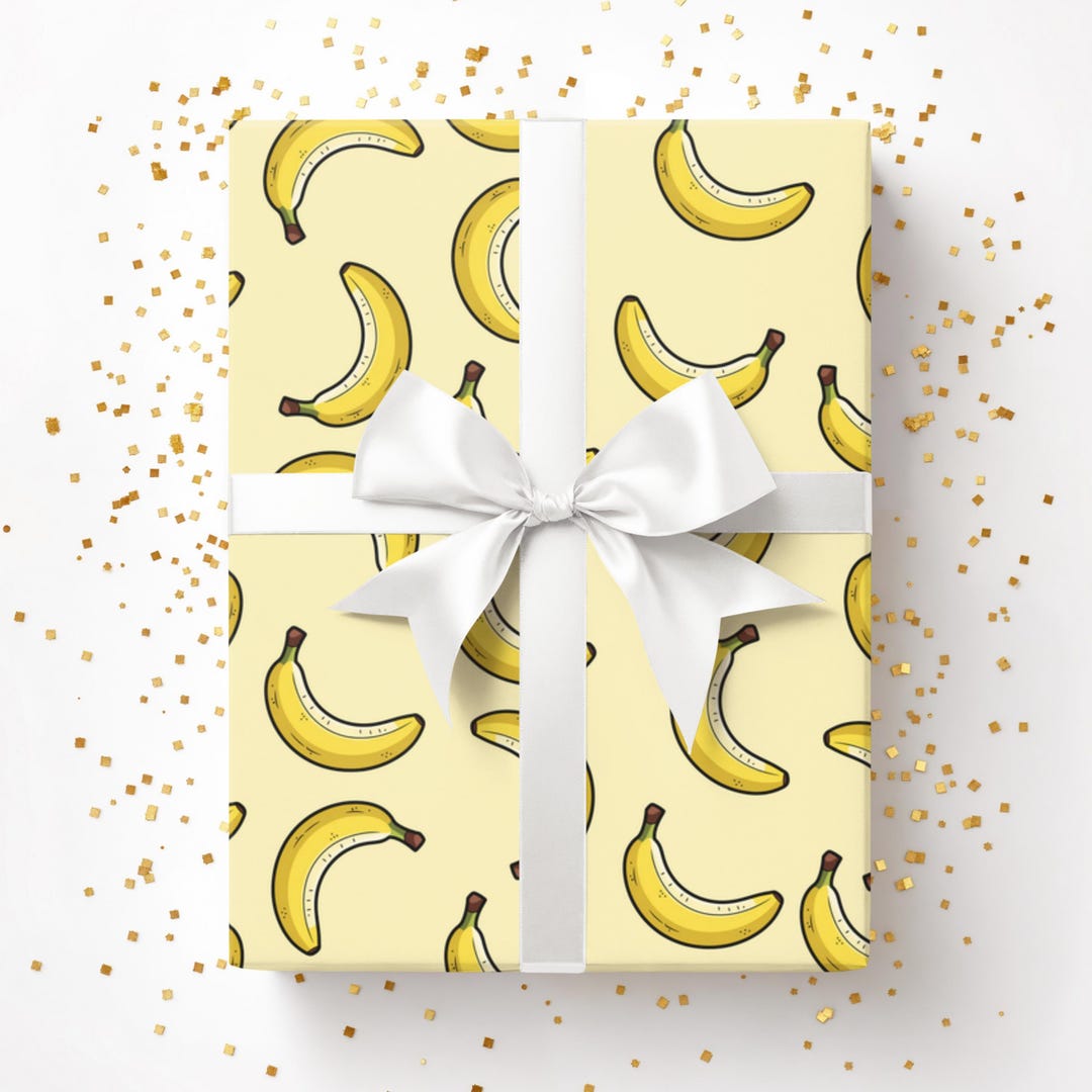 Banana Gift Wrap, Fun Tropical Wrapping Paper, Cartoon Bananas Novelty ...