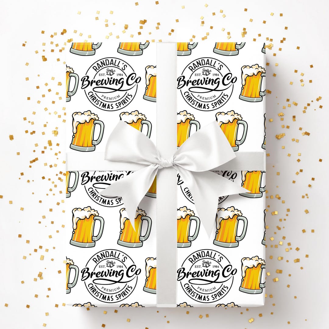 Personalized Christmas Beer Wrapping Paper, Brewery Gift Wrap, Craft ...