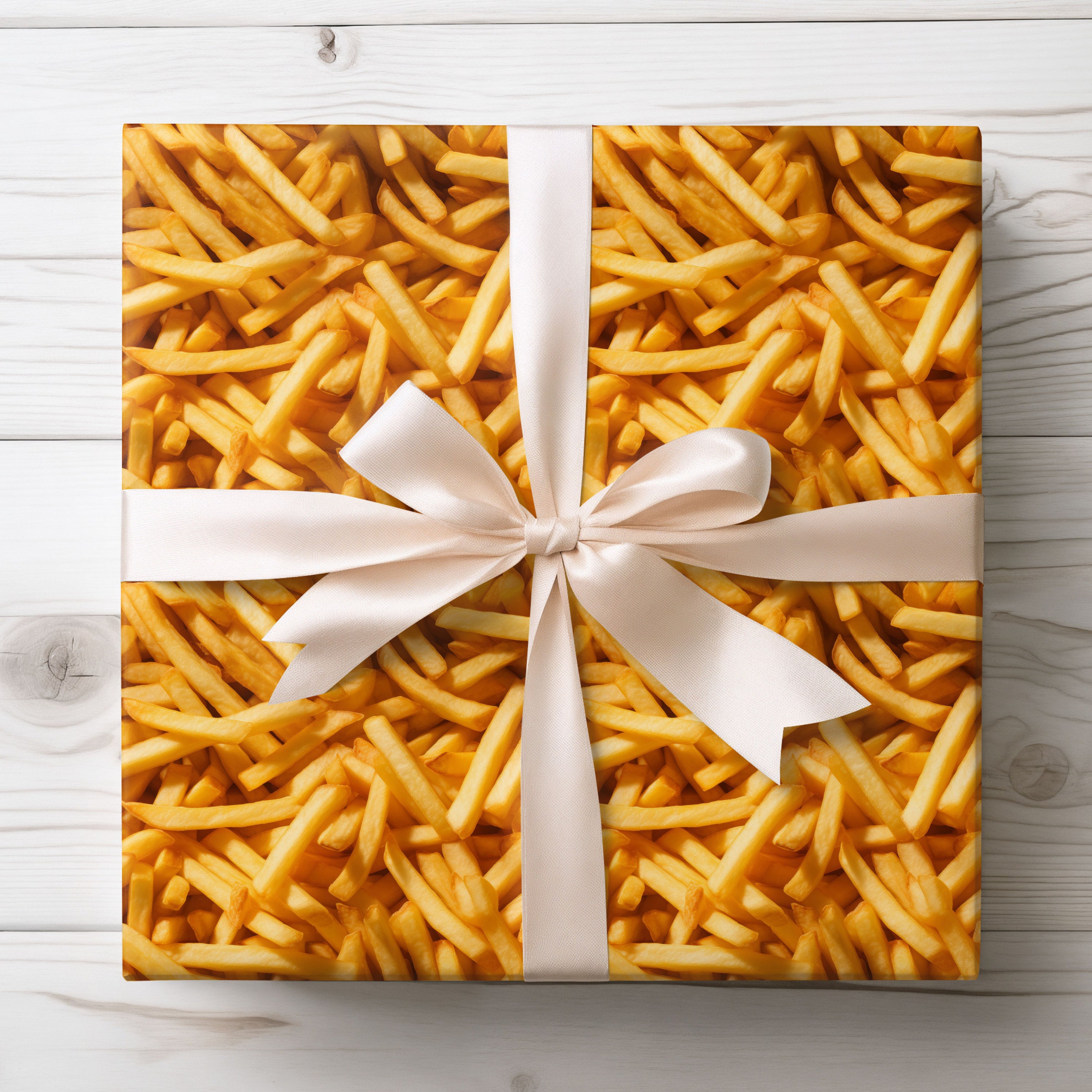 French Fry Gift Wrap, Fries Novelty Present, Kids Party Wrapping Paper ...