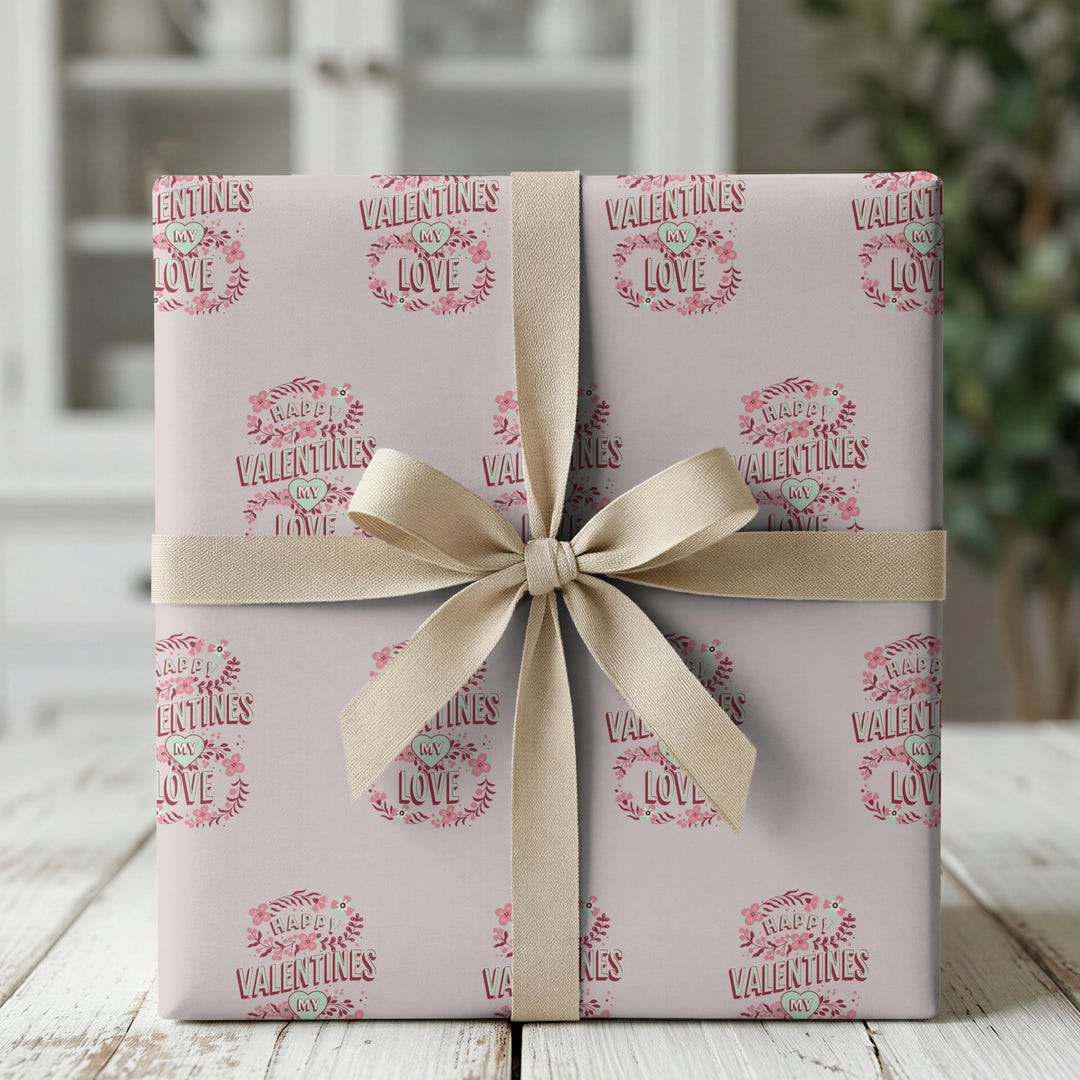 Happy Valentine’s Day Wrapping Paper Roll, Valentine Gift Wrap, Love ...