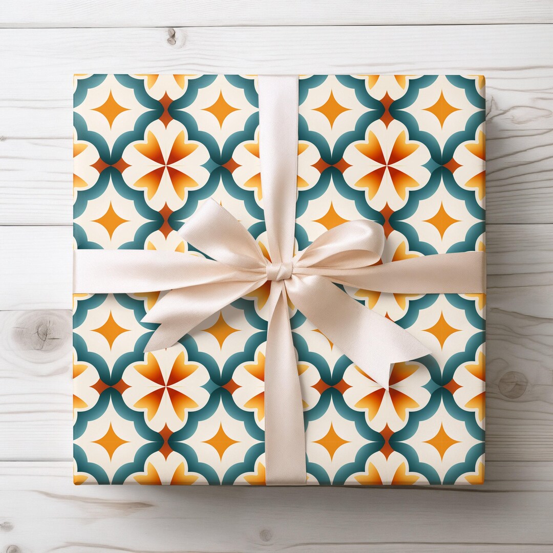 Moroccan Inspired Gift Wrap, Morocco Geometric Print Wrapping Paper ...