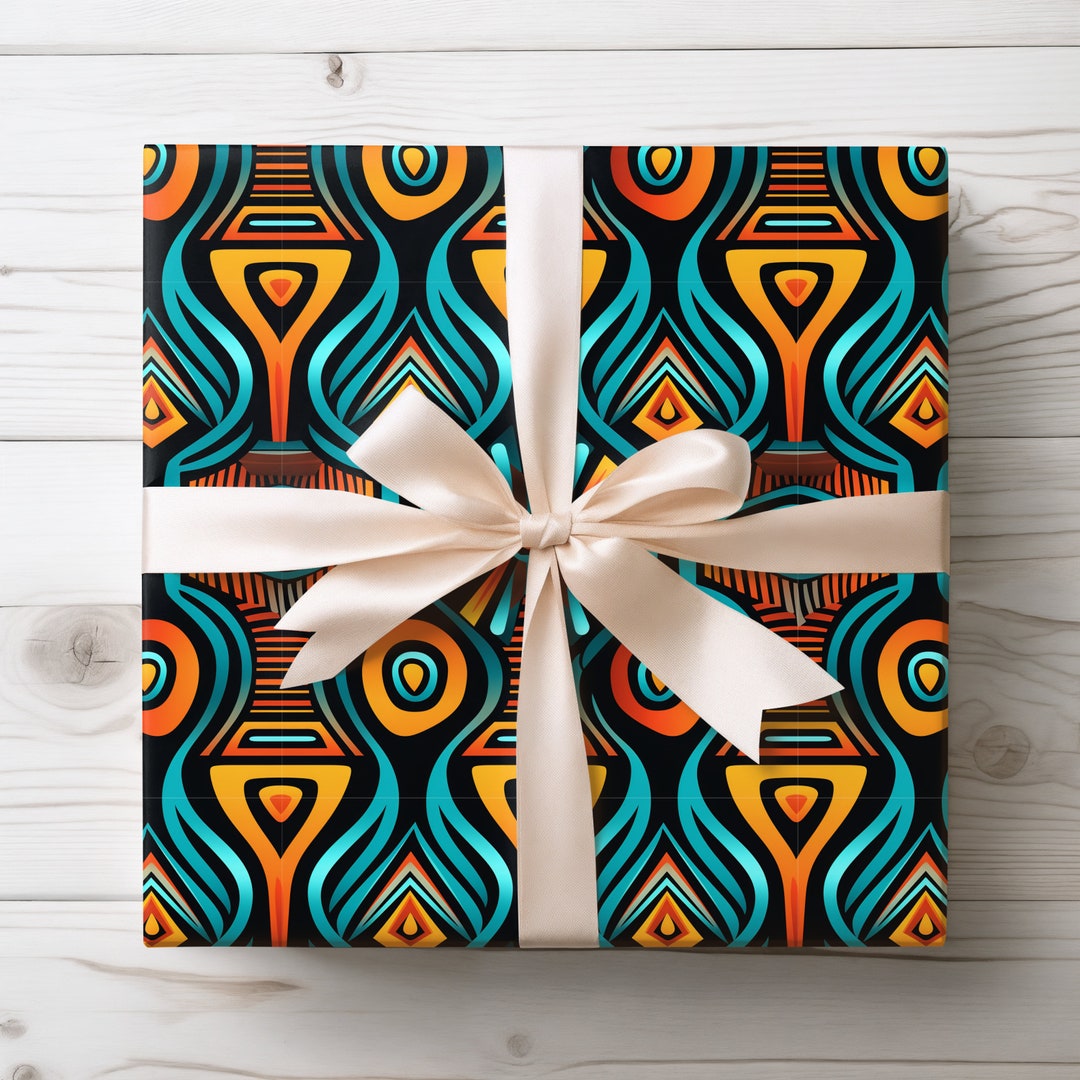 African Inspired Gift Wrap, Ethnic Abstract Print Wrapping Paper ...
