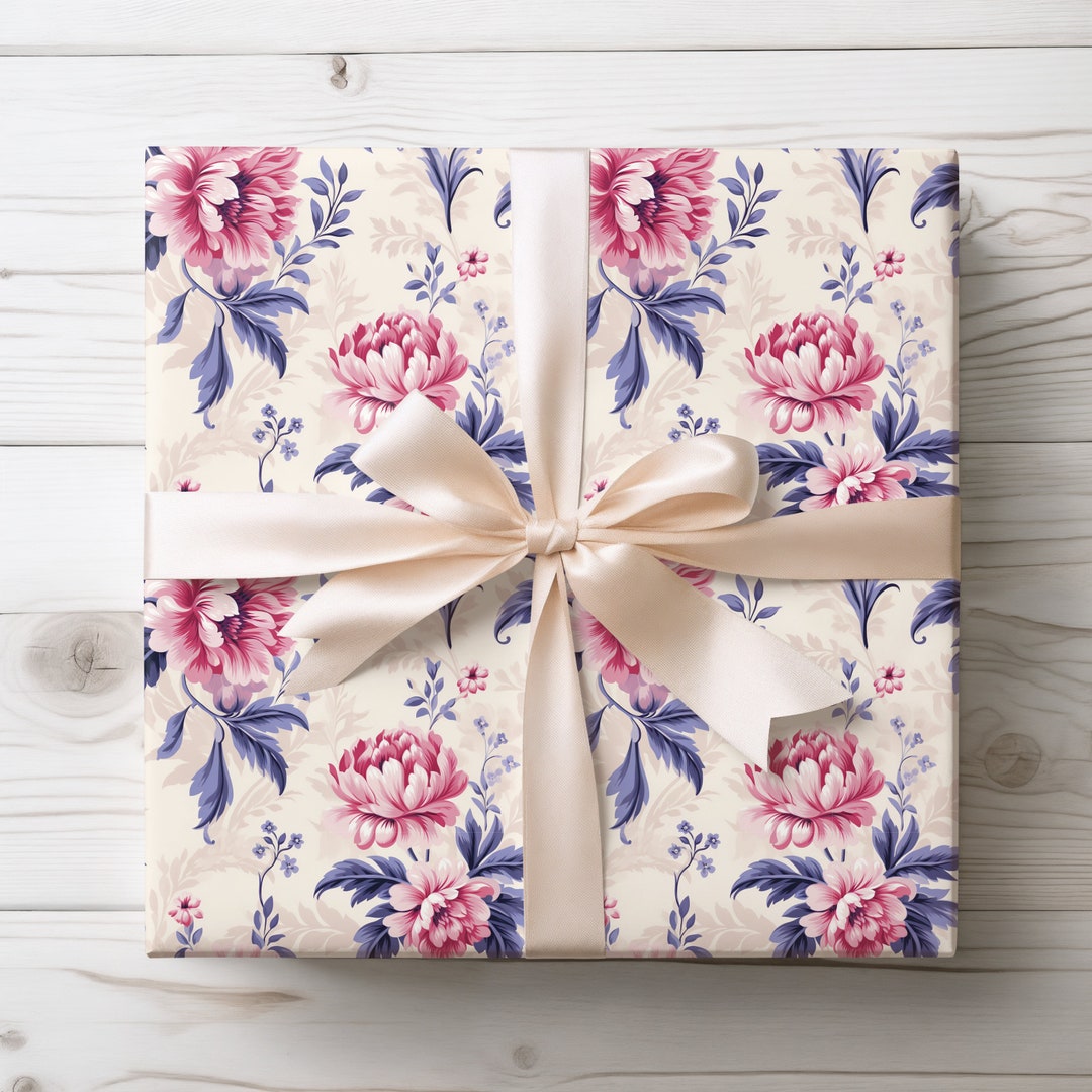 French Inspired Floral Gift Wrap, Parisian Vintage Wrapping Paper ...