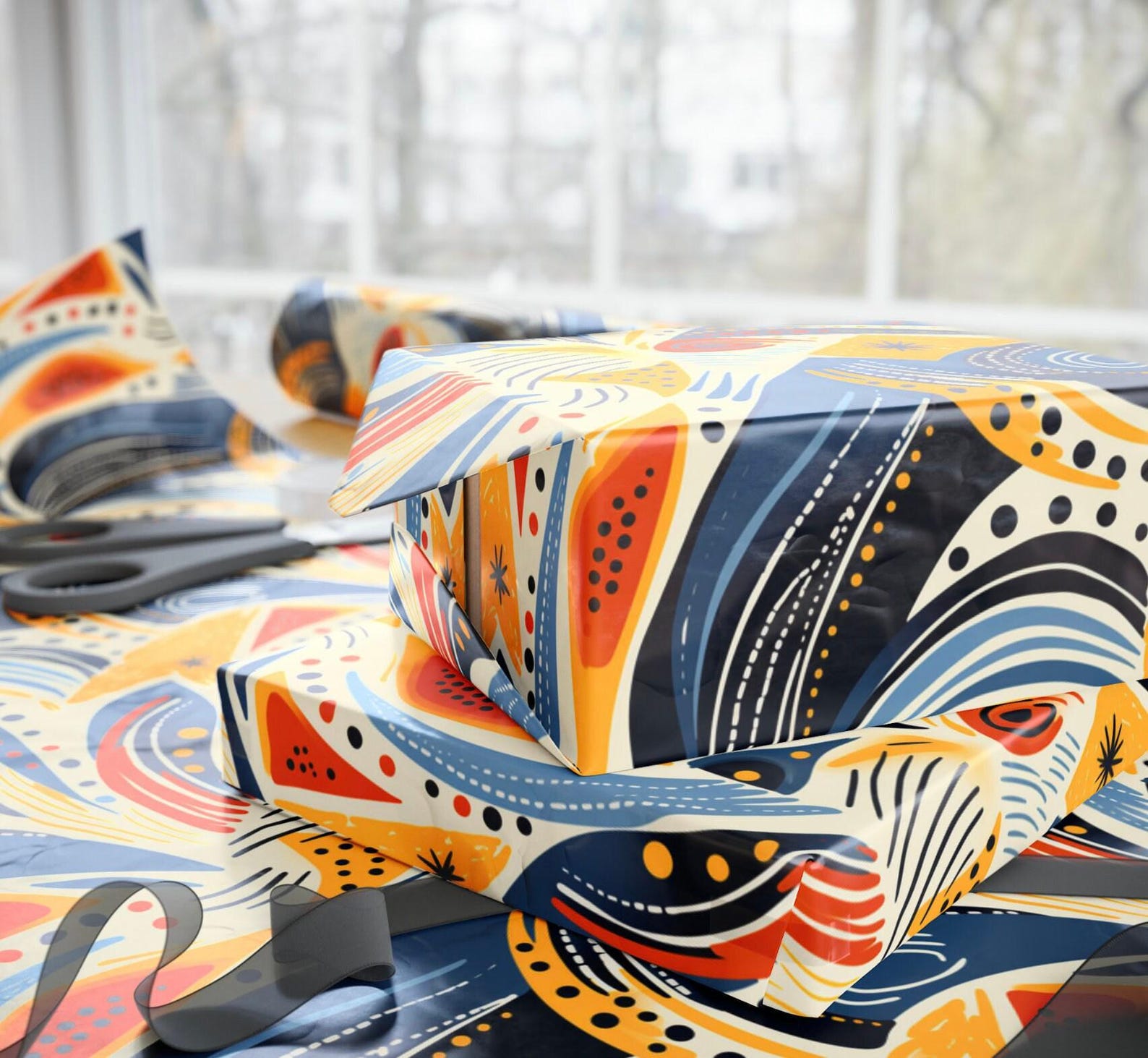 African Inspired Gift Wrap, Ethnic Abstract Print Wrapping Paper ...