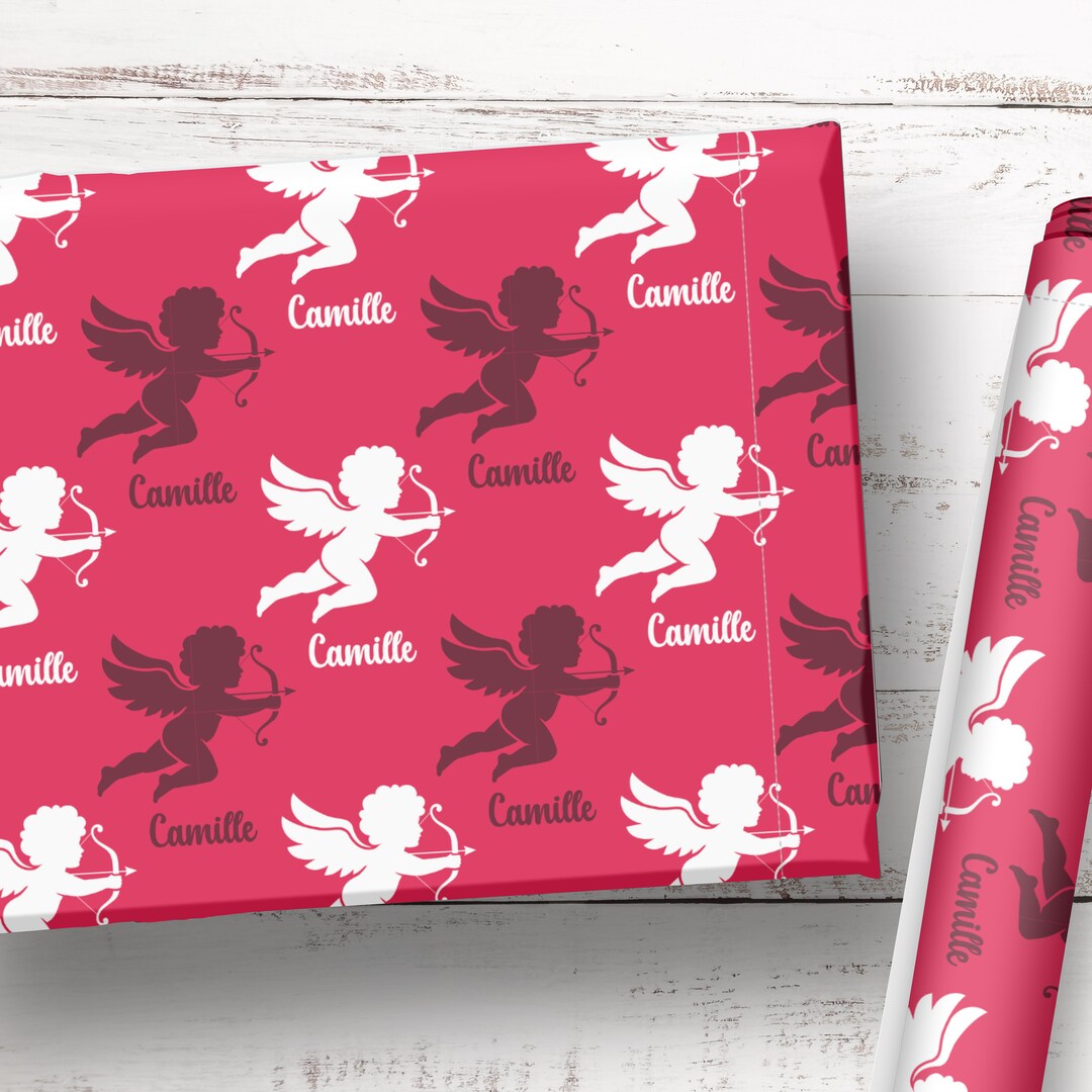 Personalized Name Cupid Wrapping Paper, Valentine's Cupid's Arrow Gift ...