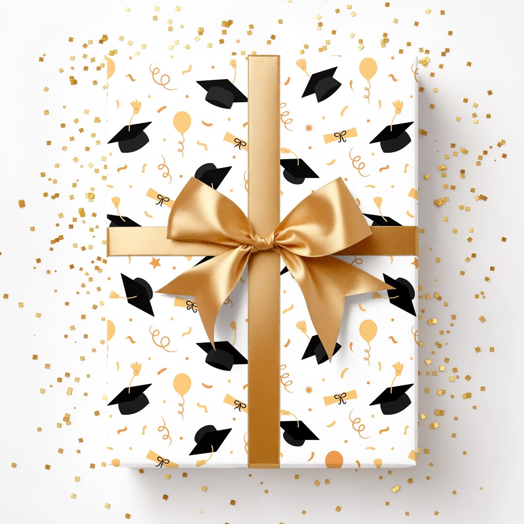 2025 Graduation Gift Wrap, Gold Grad Wrapping Paper, Commencement Gift ...
