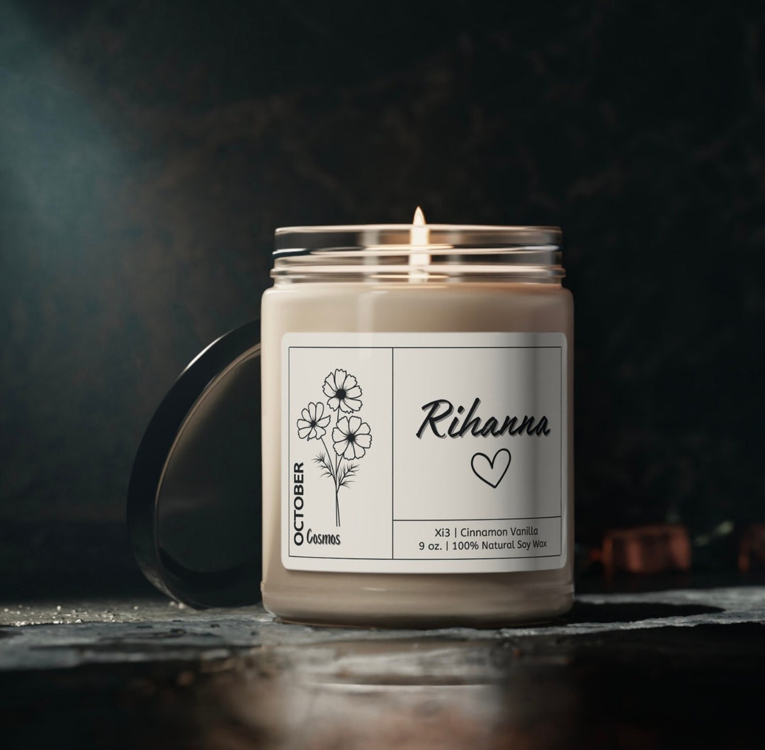 Personalized October Birth Month Flower Candle, Custom Name Gift, Oct ...