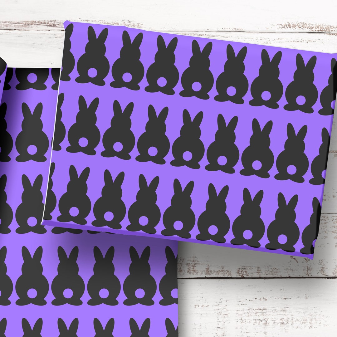 Purple Bunny Tails Wrapping Paper, Easter Rabbit Gift Wrap, Easter ...