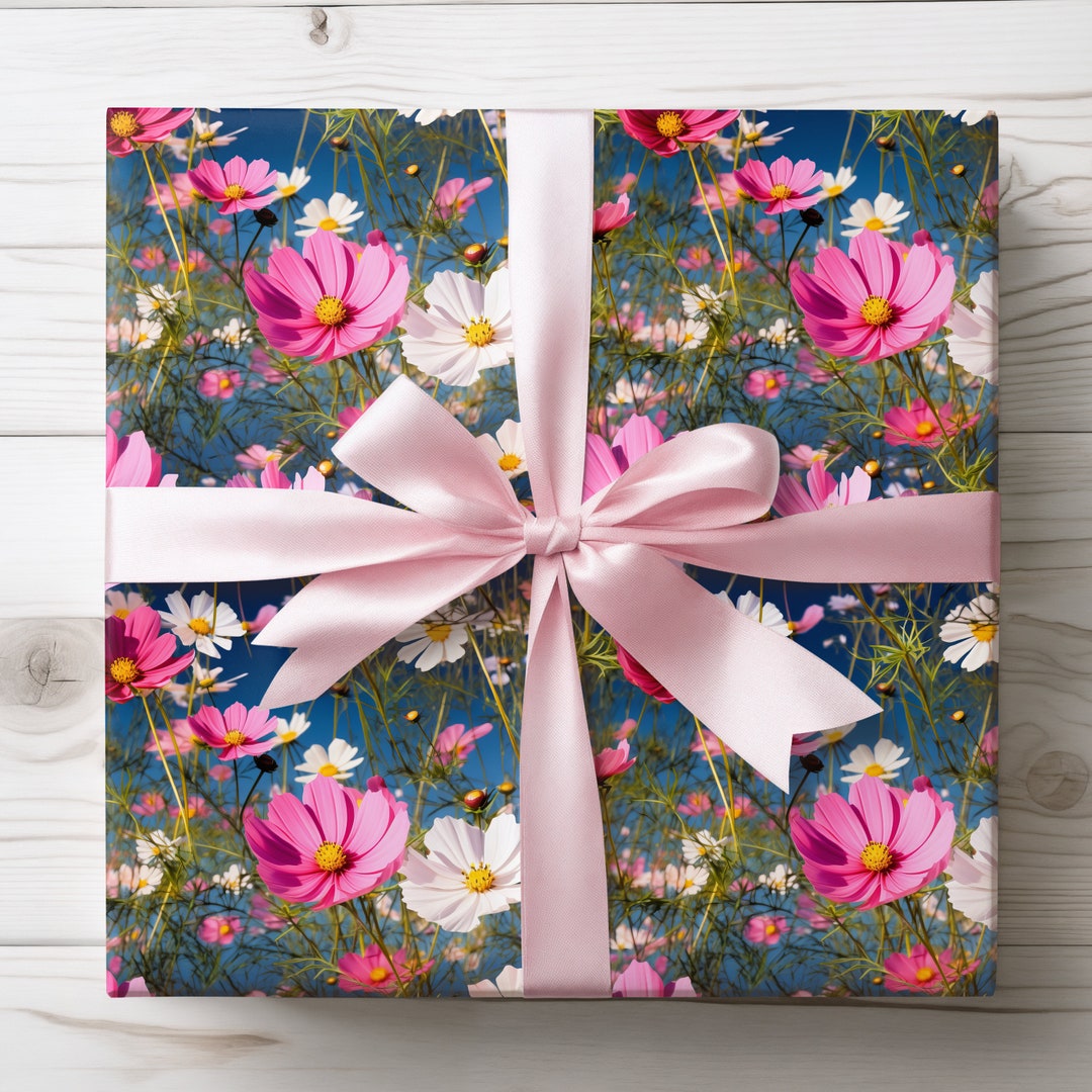 Cosmos Gift Wrap, October Birth Month Flower, Oct Floral Birthday Gift ...