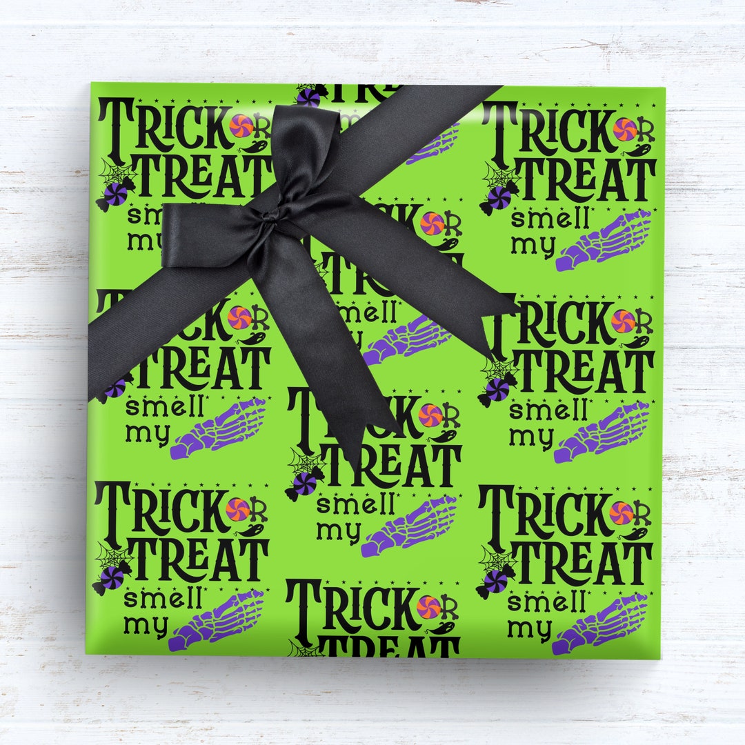 Trick or Treat Smell My Feet Gift Wrap, Halloween Wrapping Paper, Boo ...