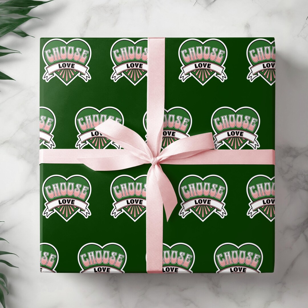 Choose Love Gift Wrap, Heart Wrapping Paper Roll, Love Theme Gift Wrap ...