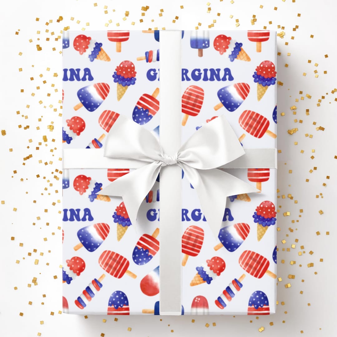 Personalized Name Popsicle Wrapping Paper, Custom Ice Cream Bday Wrap ...