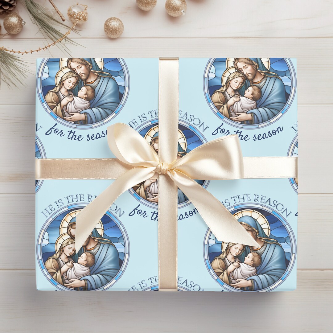 Nativity Wrapping Paper Jesus Gift Wrap Roll He is the Reason Gift Wrap ...