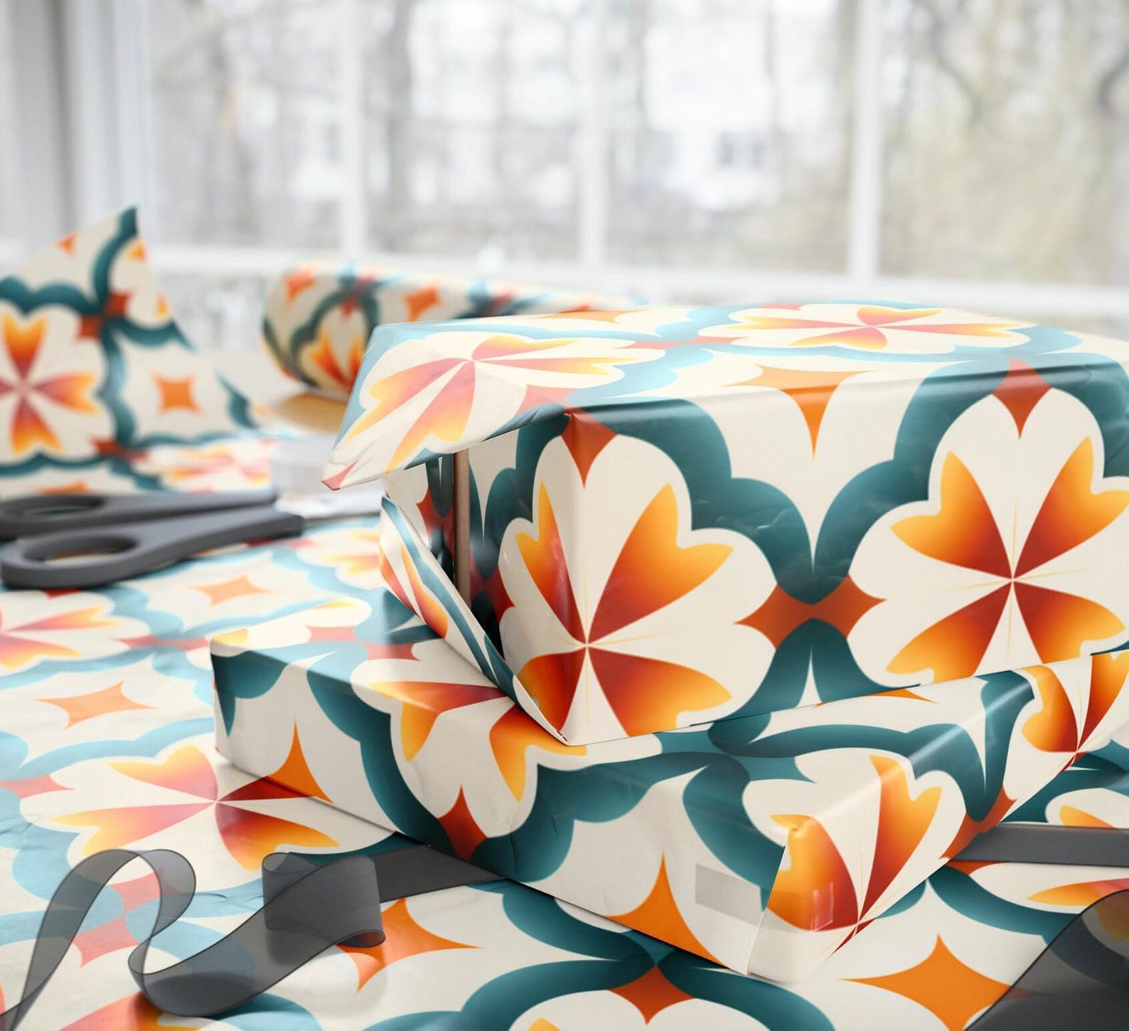 Moroccan Inspired Gift Wrap, Morocco Geometric Print Wrapping Paper ...