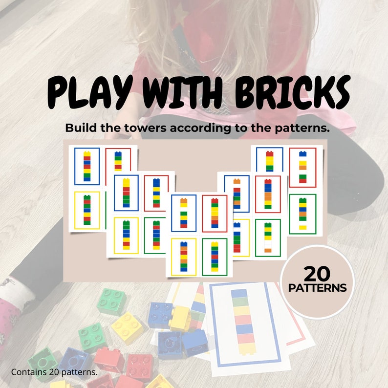 Play With Bricks. 5xa4 - 20 Printable Patterns, Printable Cards ...