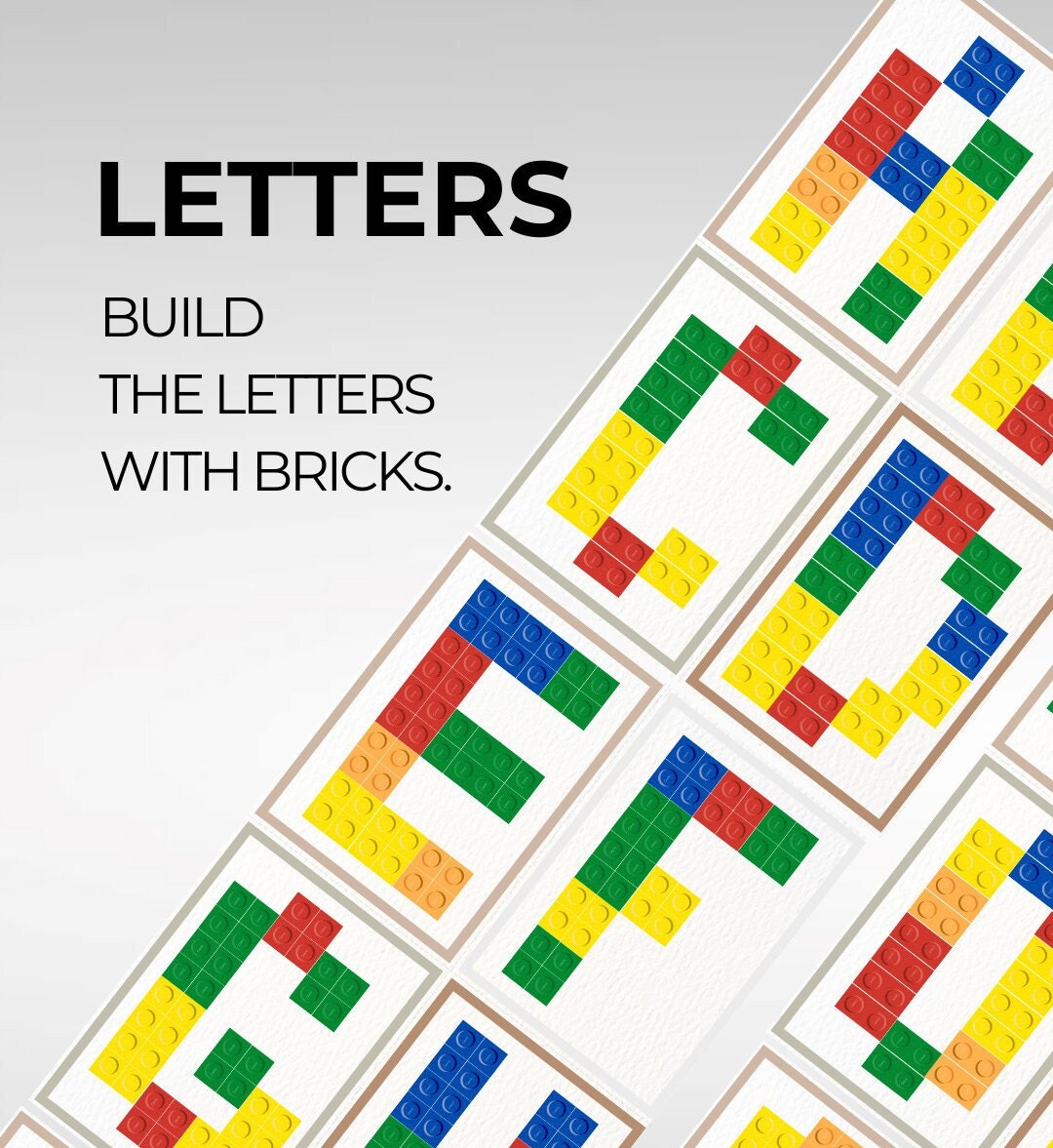 Building Blocks Letters, Alphabet, Bricks. 7xa4, Printable Cards ...