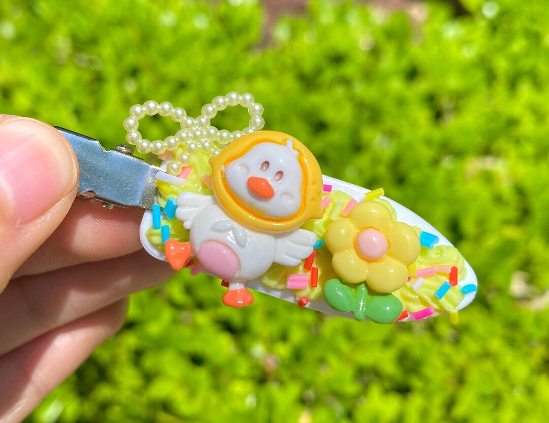 Duck Decoden Hair Clip, Cute Aesthetic Hair Decoration, Kawaii Hair ...