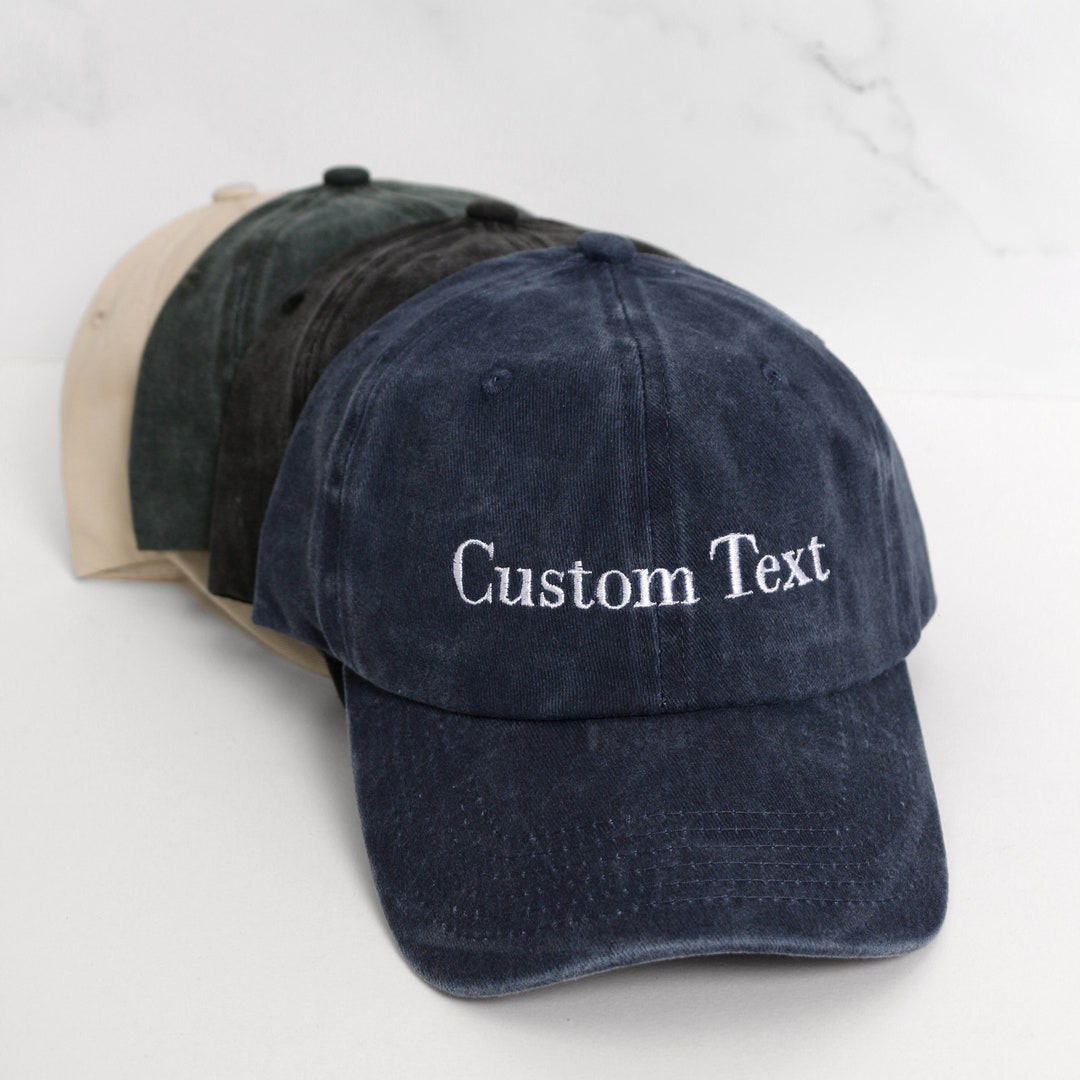 Custom Text Embroidered Hat, Personalized Cap, Vintage Baseball Hat ...