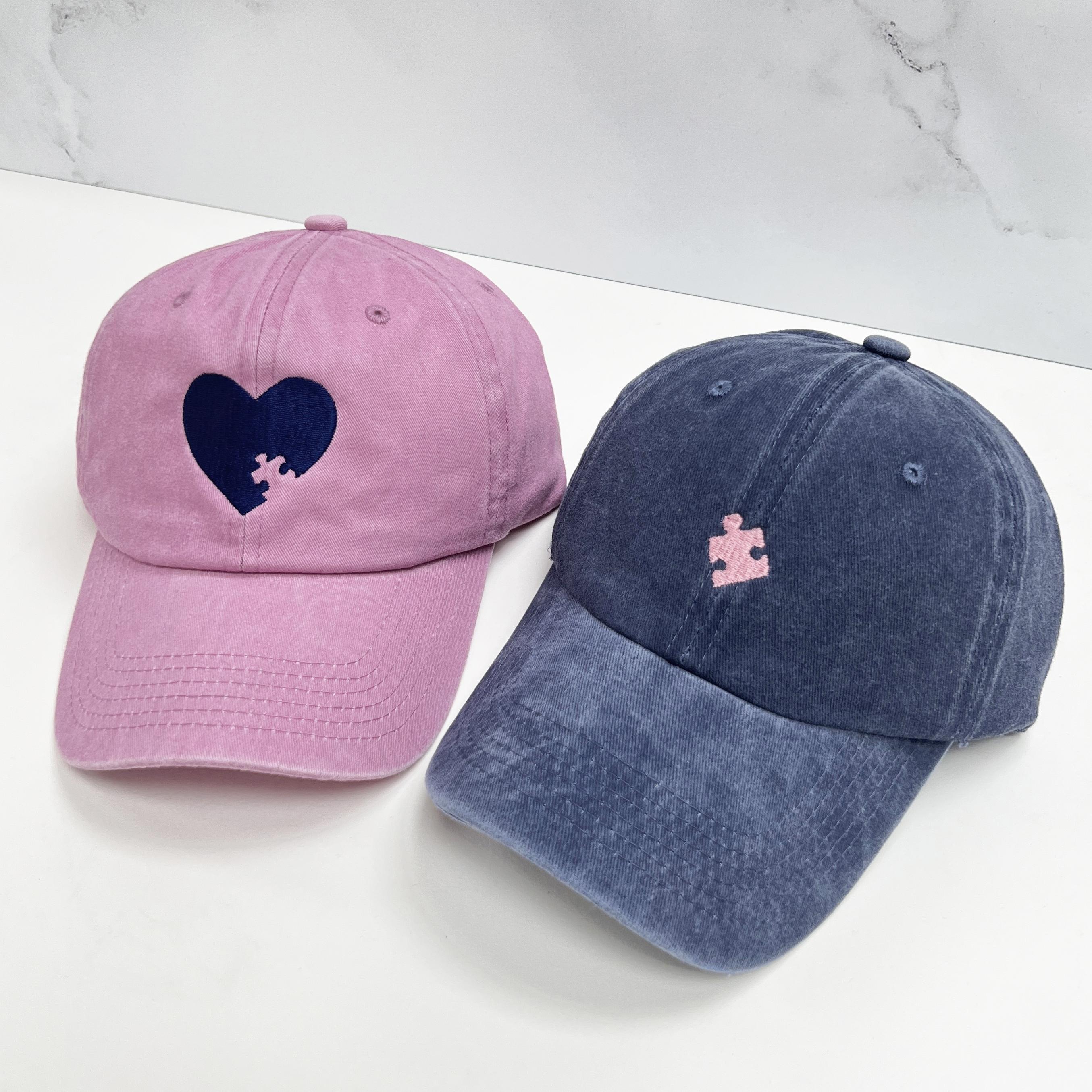 Embroidered Heart and Puzzle Piece Hat, Anniversary Gift, Matching ...