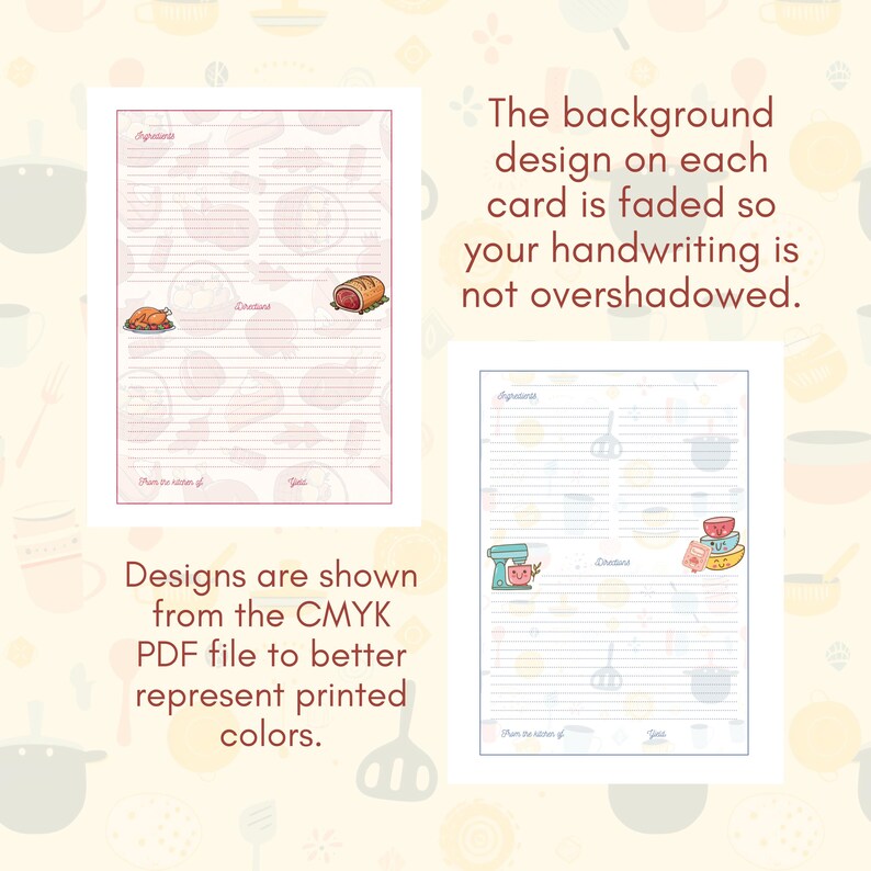 15 One-page Recipe Cards for Printing, Includes Baking and Kitchen ...