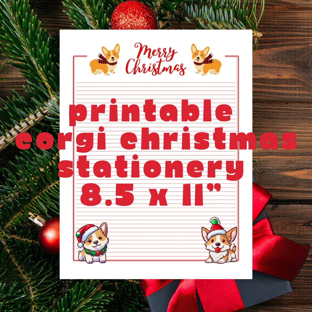 Corgi Christmas Printable Stationery 8.5" X 11" Letter .pdf RGB and ...