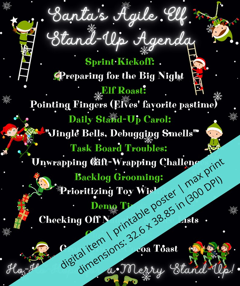 Santa's Agile Elf Stand-up Printable Poster Digital - Etsy