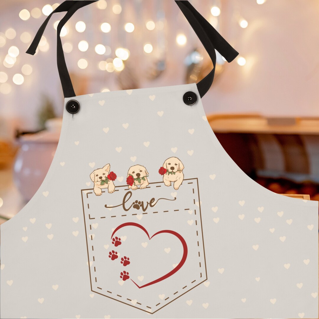 Golden Retriever Love Apron Ivory Cute Dogs Valentines Day Gift Trendy ...