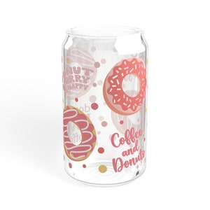 Donut Lover Coffee Print Sipper Glass 16oz Trendy Gift for Bridesmaids ...