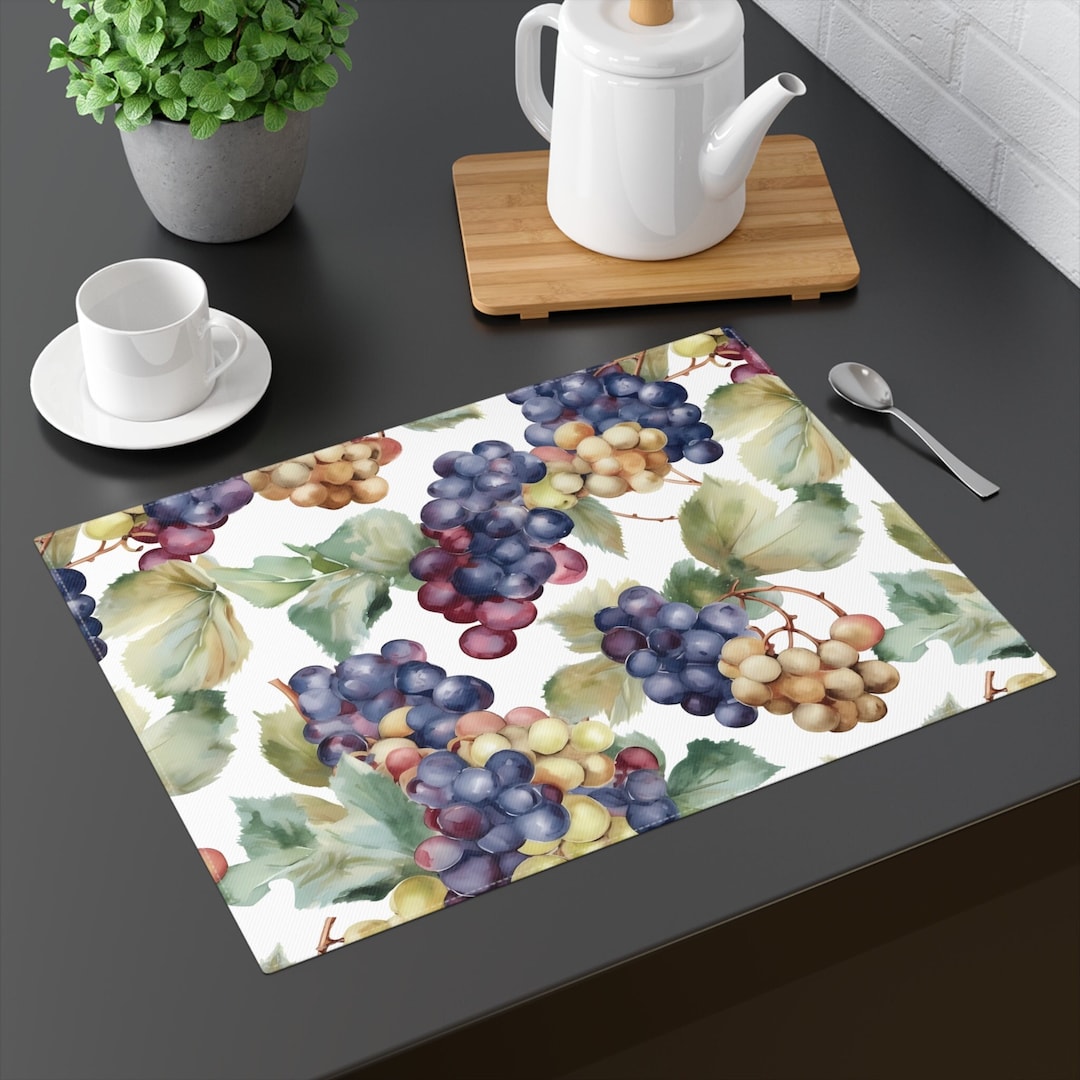 Grapevine Print Design on Placemat 1pc for Dining Room Decor Fruit ...