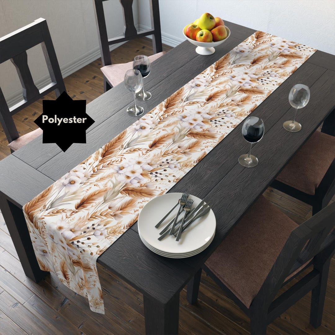 Boho Neutral Floral Table Runner Unique Gift for Wedding Boho Style ...
