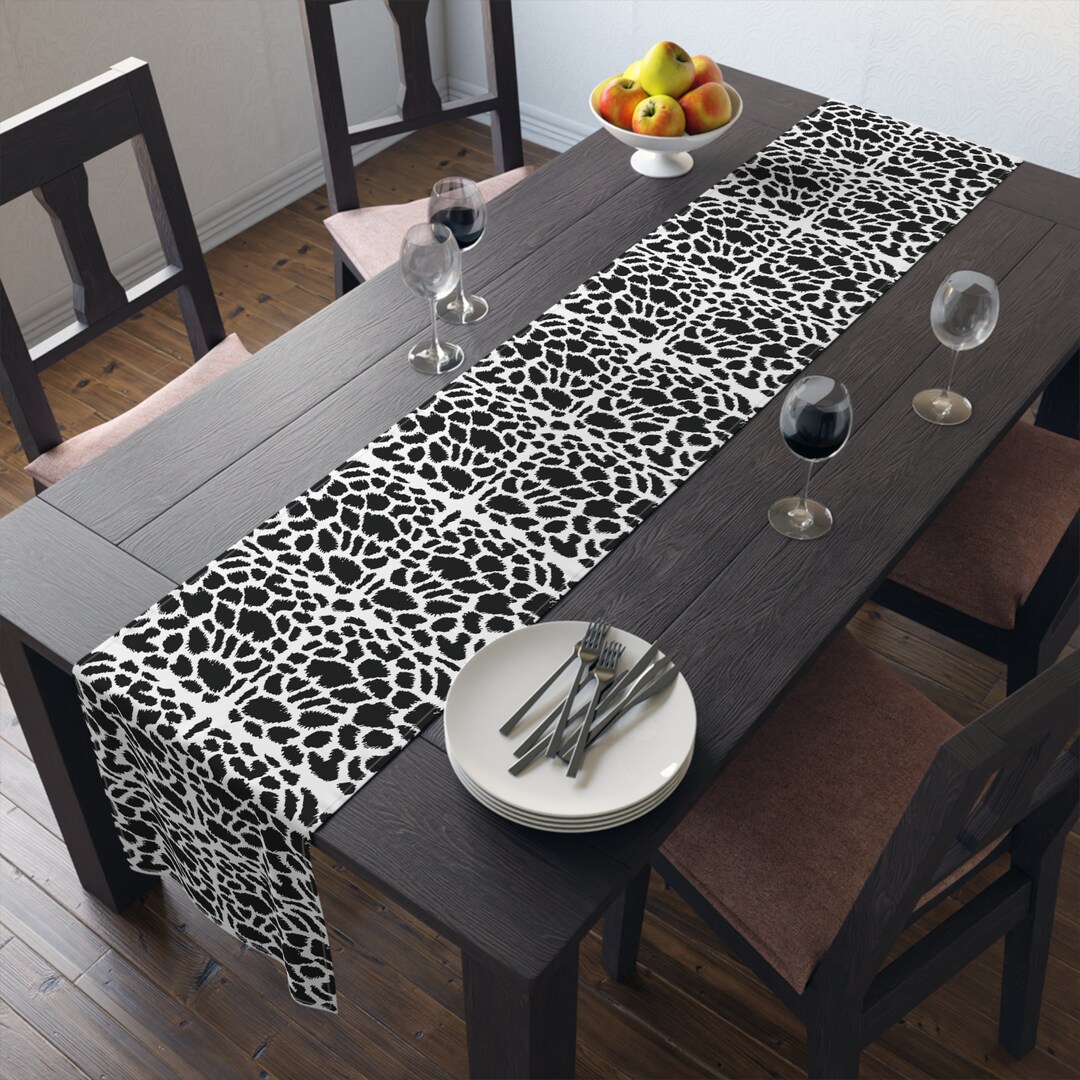 Black and White Animal Print Table Runner for Dining Room Decor Modern ...