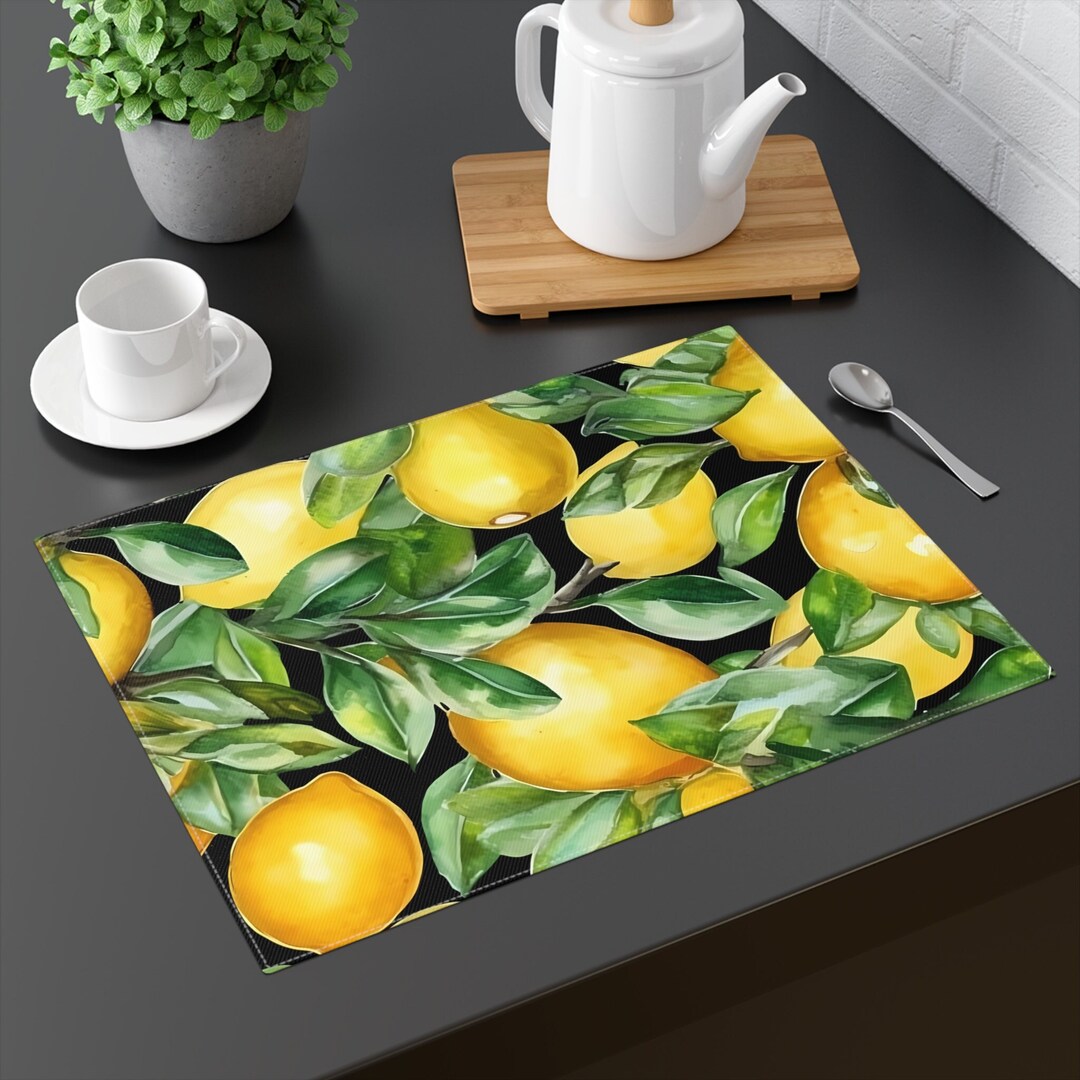 Vibrant Lemon Print Design on Placemat 1pc for Dining Room Decor Lemon ...