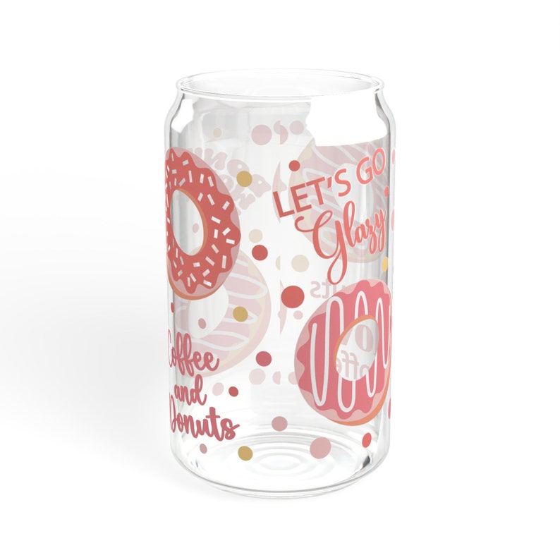 Donut Lover Coffee Print Sipper Glass 16oz Trendy Gift for Bridesmaids ...